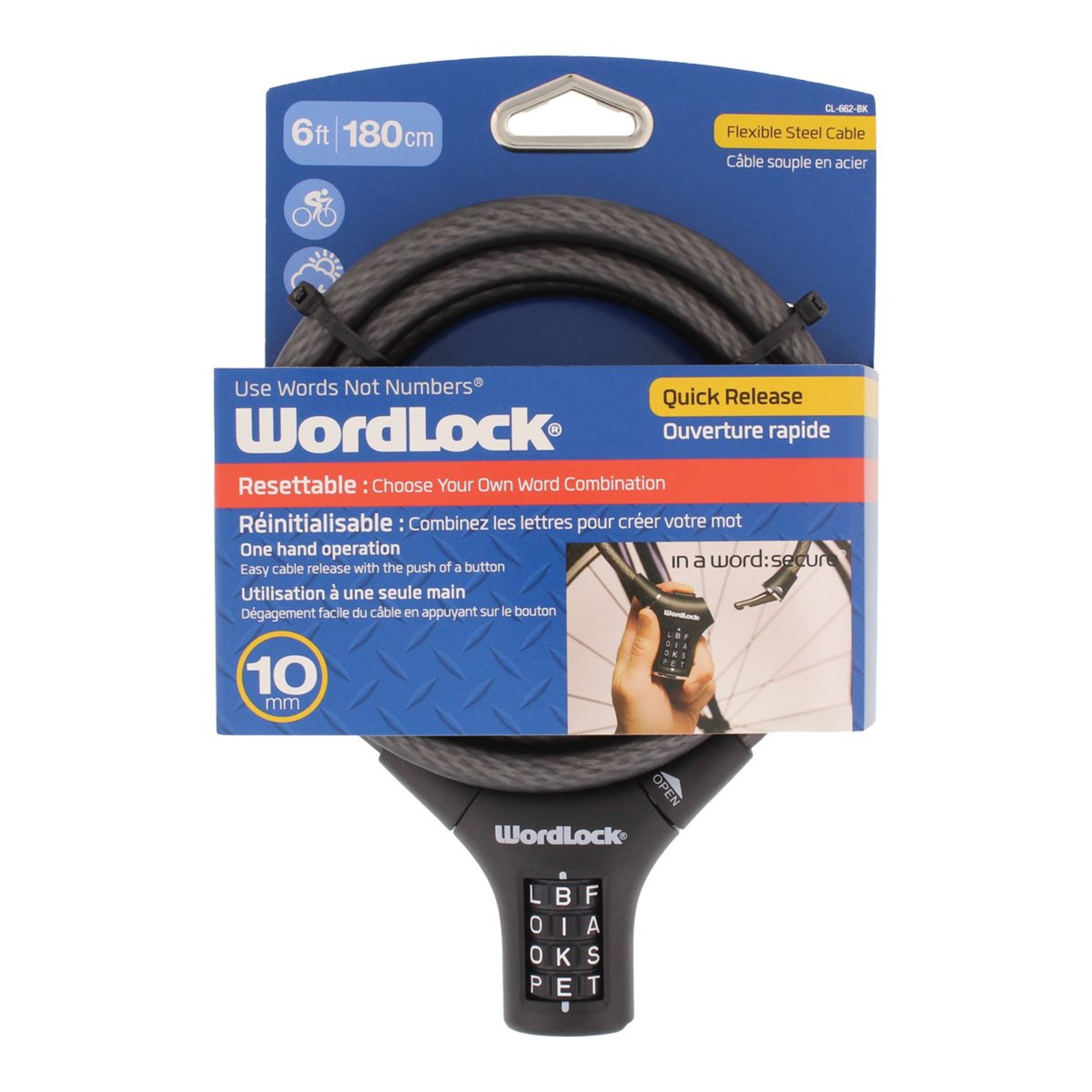 WordLock 10mm Quick Release Cable Lock, Bike, Combination | SportChek