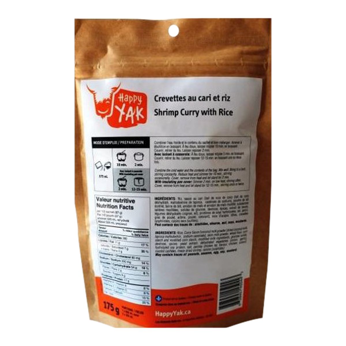 Happy Yak Shrimp Curry with Rice Dehydrated Food Package | Sportchek