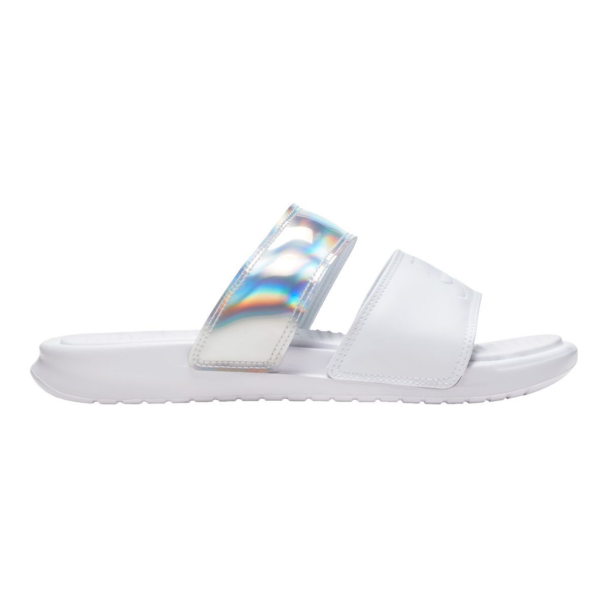 nike double strap slides white
